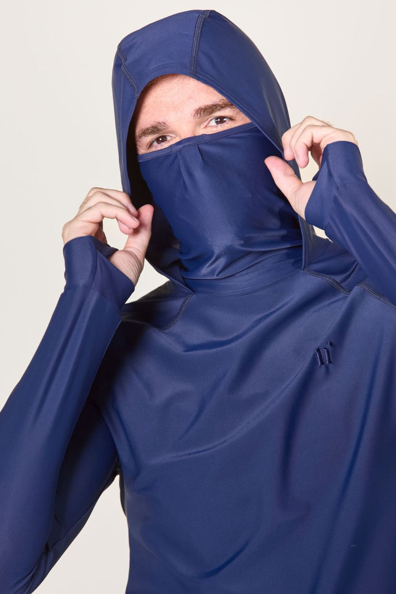 Men's UV hooded swim t-shirt - Ocean Blue - Nuvées - UPF 50+ – KER SUN